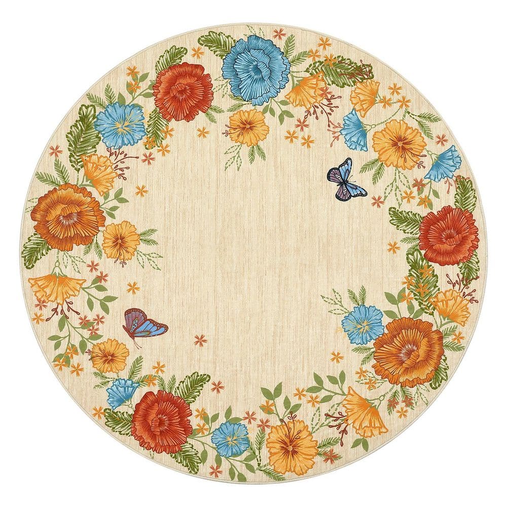 Garvee Wavy Edge Decorative Machine Washable Vintage Floral Printed ...