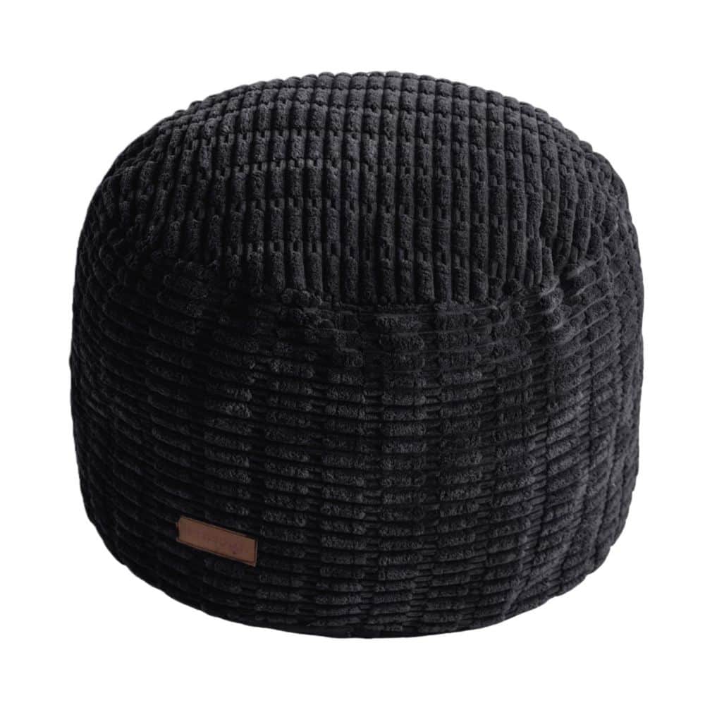 OGETFUUR 20 x 20 x 15 in. Black Round Modern Foam Filled Foot Rest ...