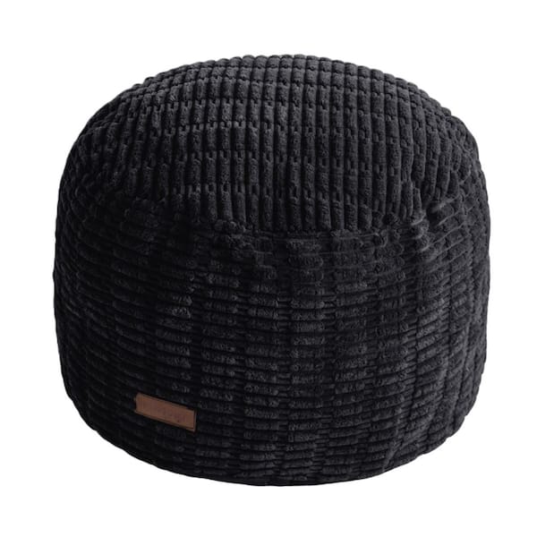 OGETFUUR 20 x 20 x 15 in. Black Round Modern Foam Filled Foot Rest ...