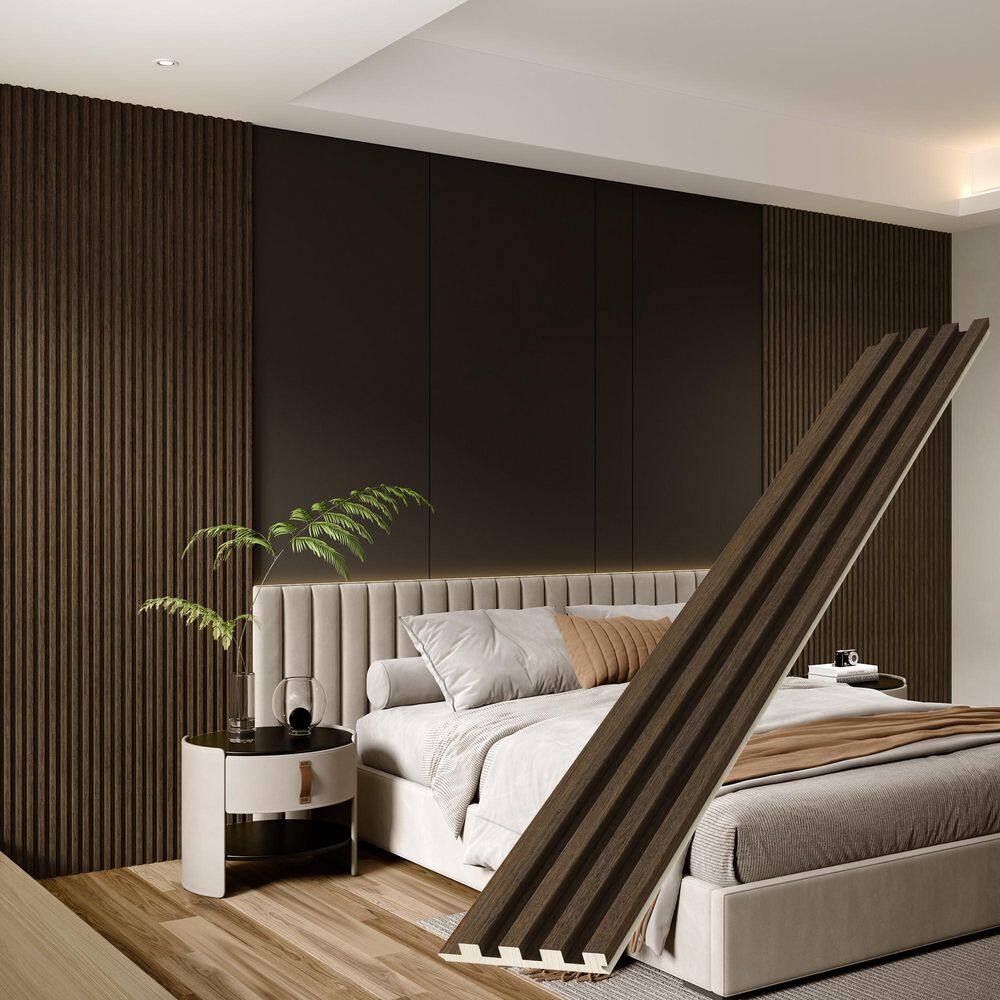 Seafuloy 94.5 in. Solid Wood Acoustic Wall Panels 4-Pack, Smoking ...