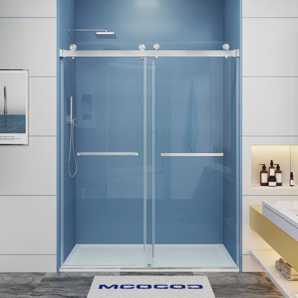MCOCOD 60 in. W x 72 in. H Double Sliding Frameless Shower Door in ...