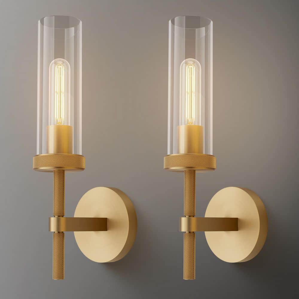 Gleam Flare 14 in. 1-Light 2-Piece Gold Wall Sconce, Modern Wall ...