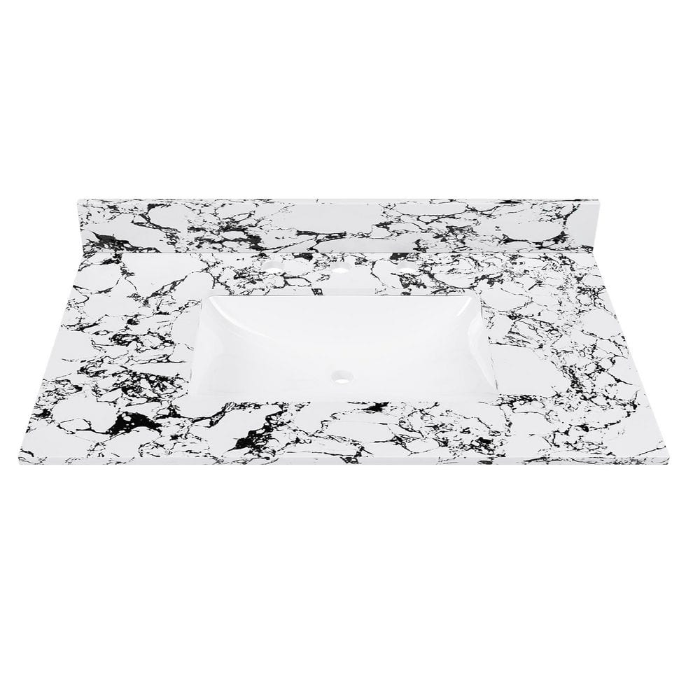 TCYO 37 in. W x 22 in. D Sintered Stone Rectangular Vanity Top in Panda ...
