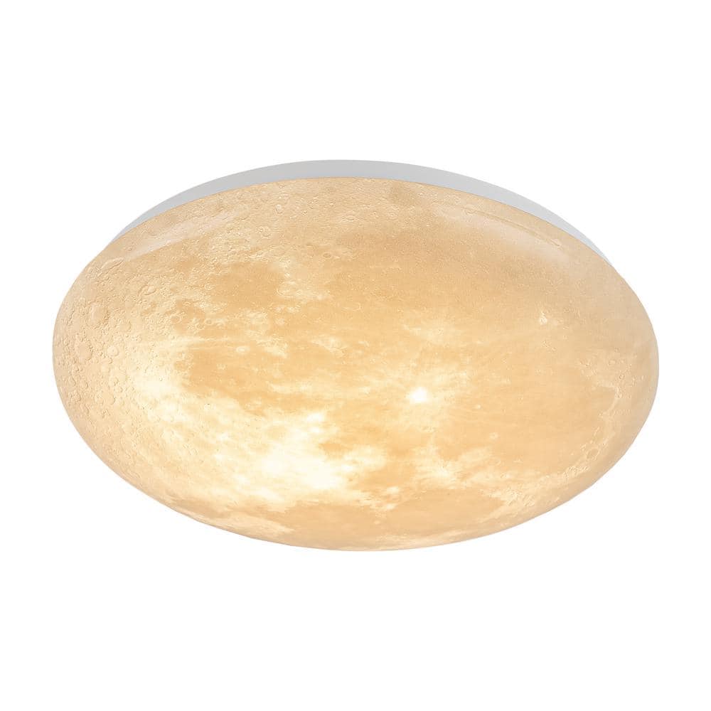 C Cattleya 15 in. Dimmable Moon LED Flush Mount Ceiling Light HCA2519 ...