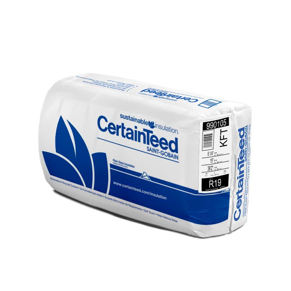 CertainTeed R-19 Kraft Faced Fiberglass Insulation Roll 15 in. x 39 ft ...