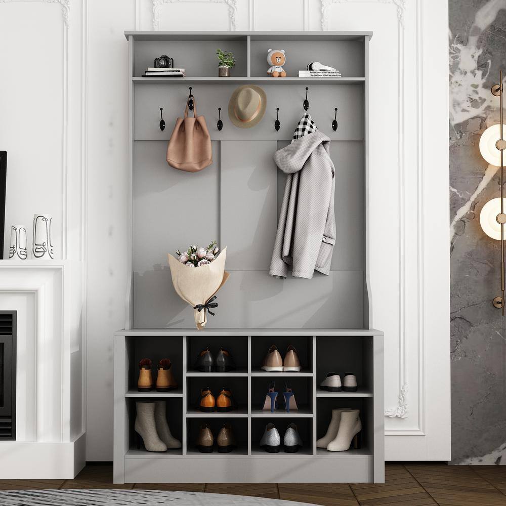 Have a question about FUFU&GAGA 68.5 in. H Gray Wood 3-in-1 ...