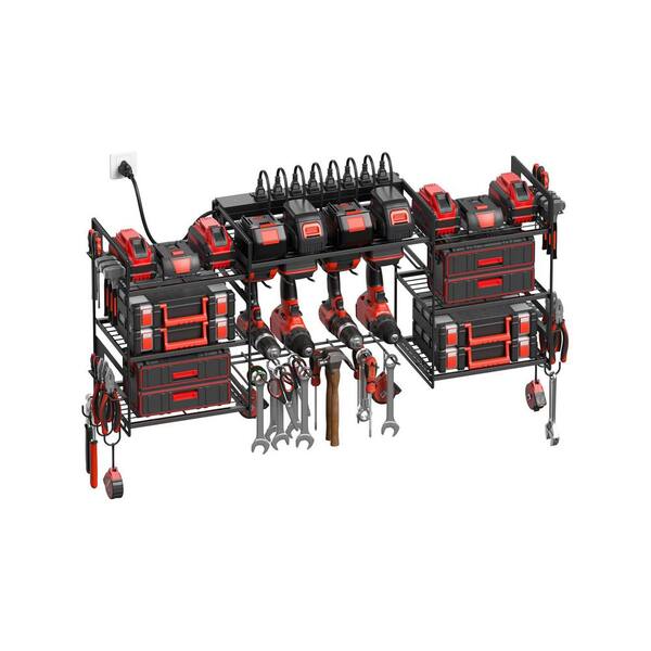 YICHUHAOXI Large Power Tool Organizer 38.8 in. Black Metal Individual ...