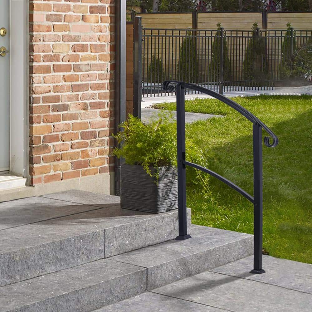 GOGEXX Fit 1 or 3 Steps Outdoor Stair Railing, Flexible Front Porch ...