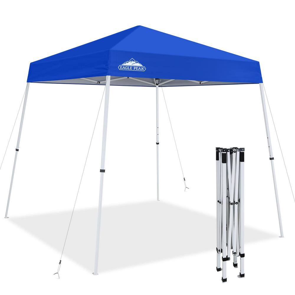 EAGLE PEAK 8 ft. x 8 ft. Blue Slant Leg Pop-Up Canopy E36SL-BLU-HD ...