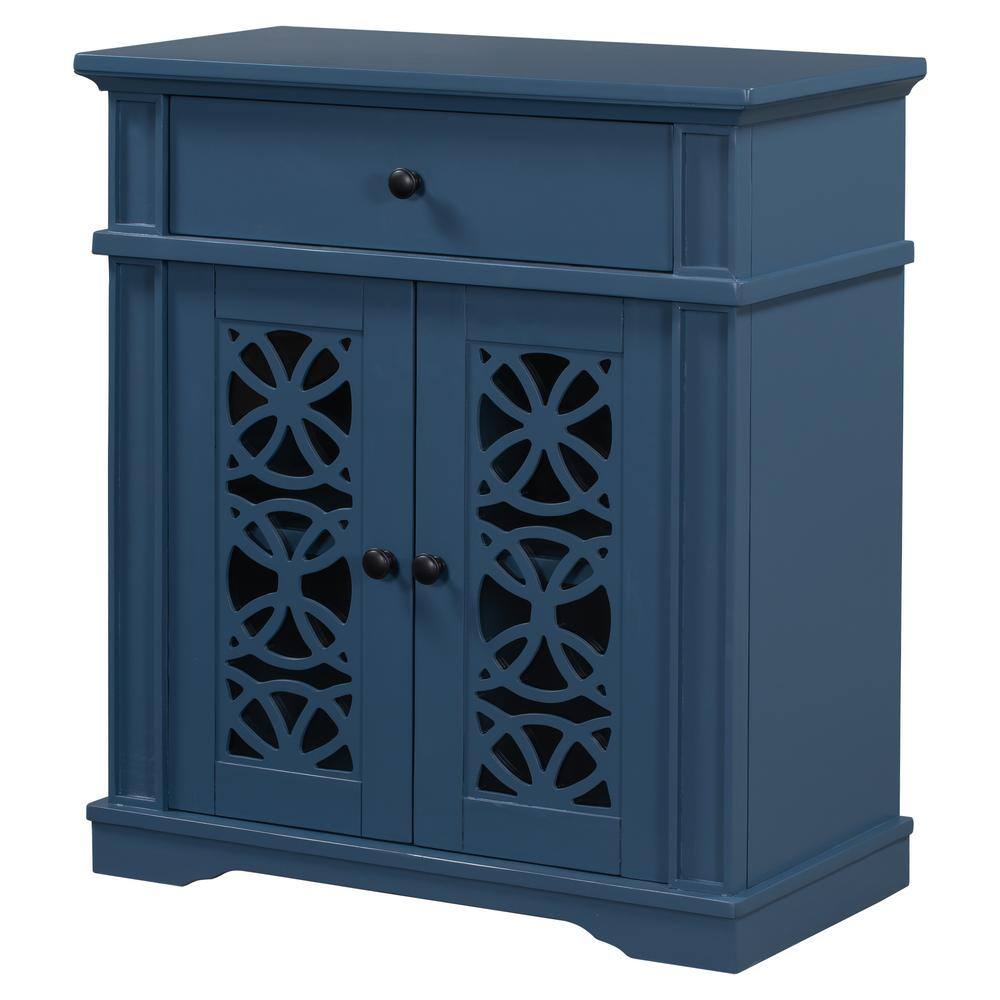 aisword Blue Storage Cabinet, Wood Accent Buffet Sideboard with 1 ...