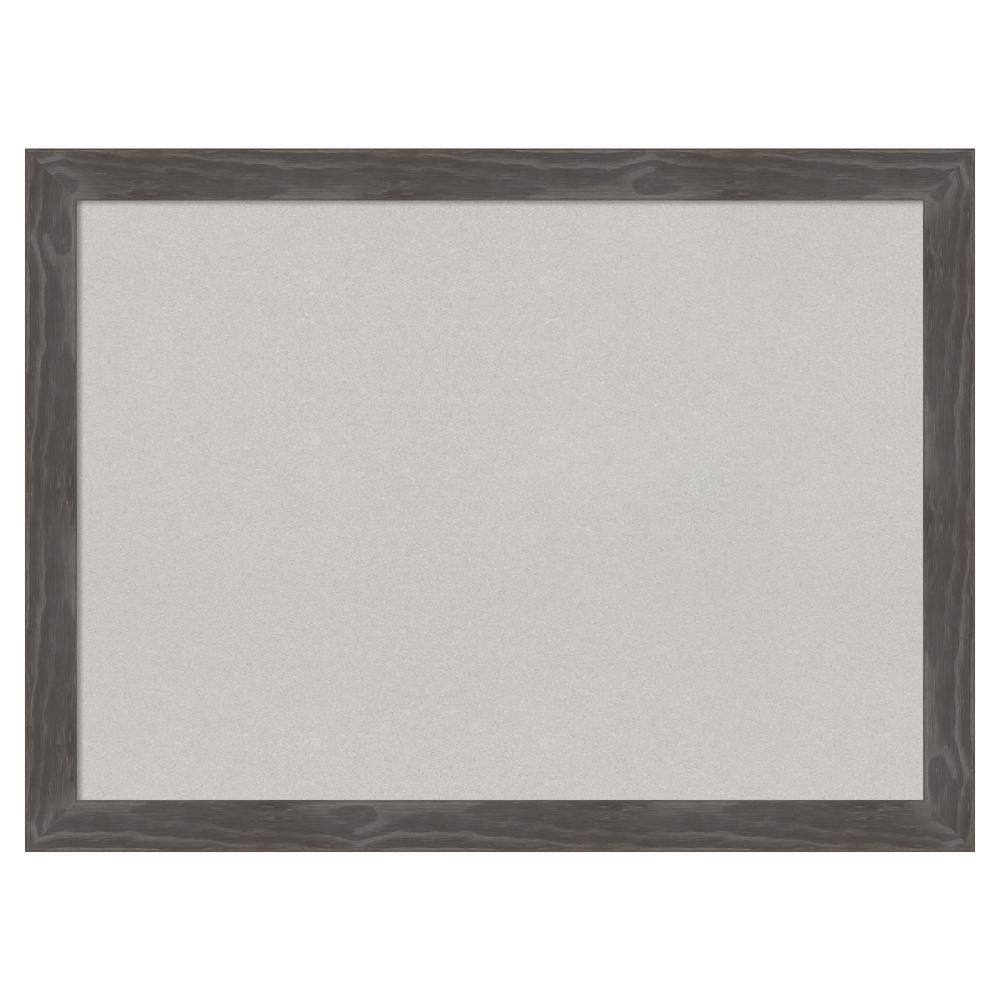 Amanti Art Woodridge Rustic Grey Wood Framed Grey Corkboard 31 in. x 23 ...