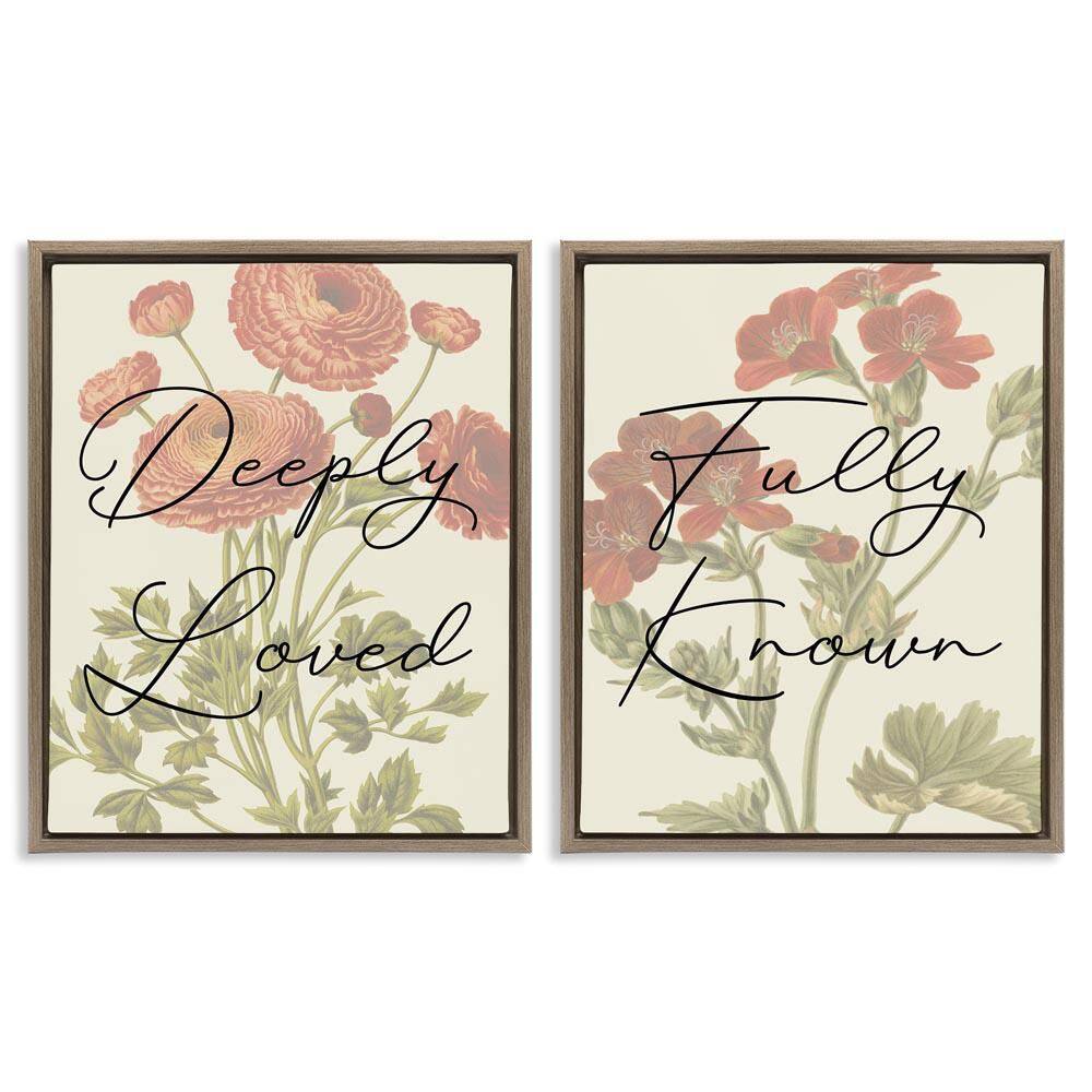 Stupell Industries Loved and Known Florals by Daphne Polselli 2-Pieces Brown Floater Frame ...