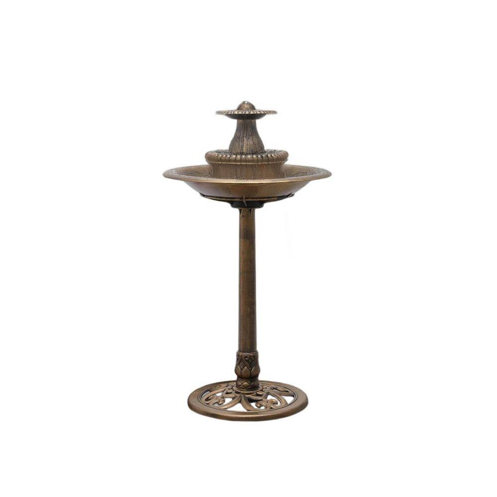 Cubilan 37 in. 3-Tier Vintage Pedestal Bird Bath Waterfall Fountain ...