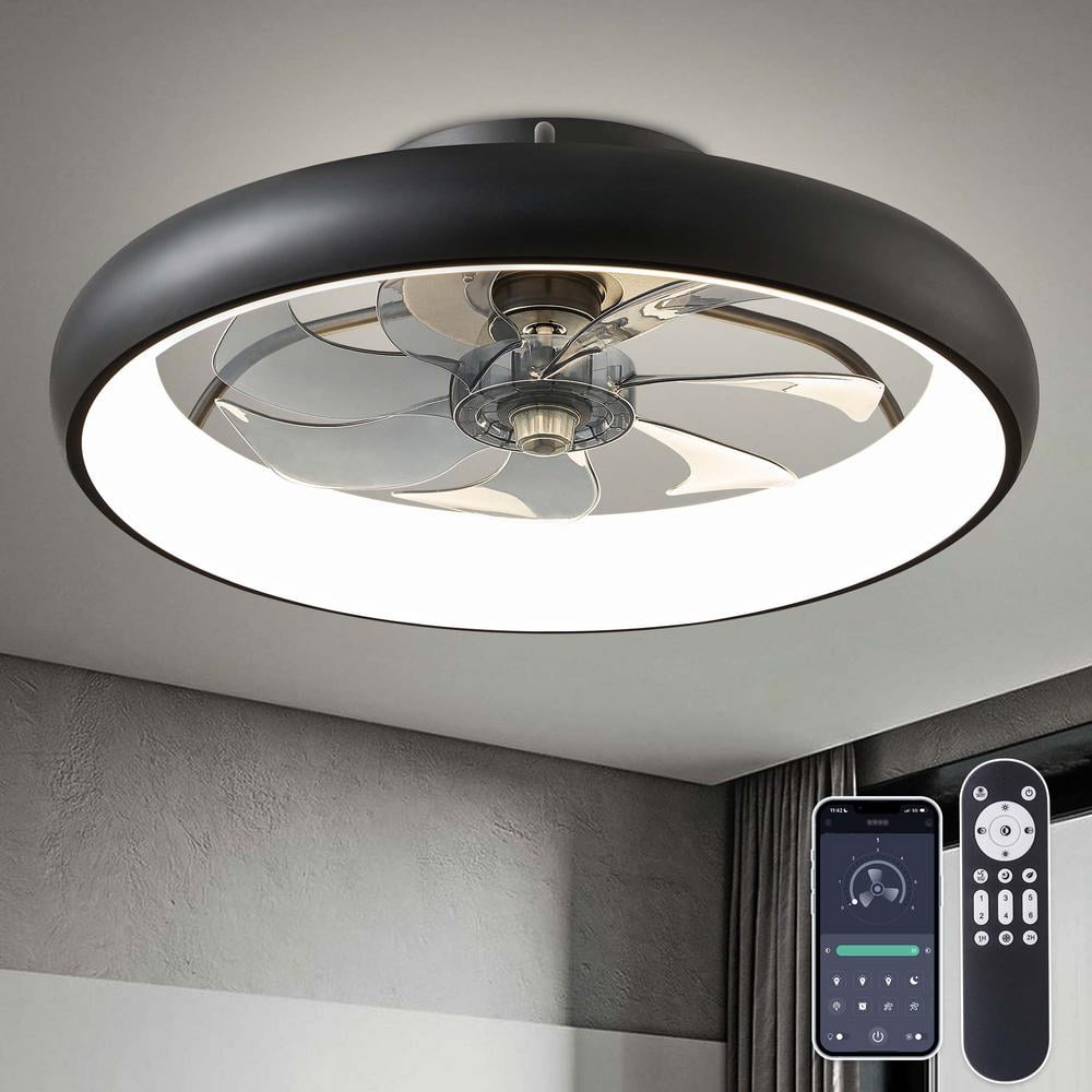 ANTOINE 20 in. Integrated LED Indoor Black Flush Mount Dimmable Ceiling ...