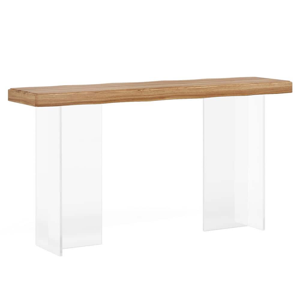 BYBLIGHT Turrella 47 in. Light Walnut Narrow Rectangle Wood Console ...