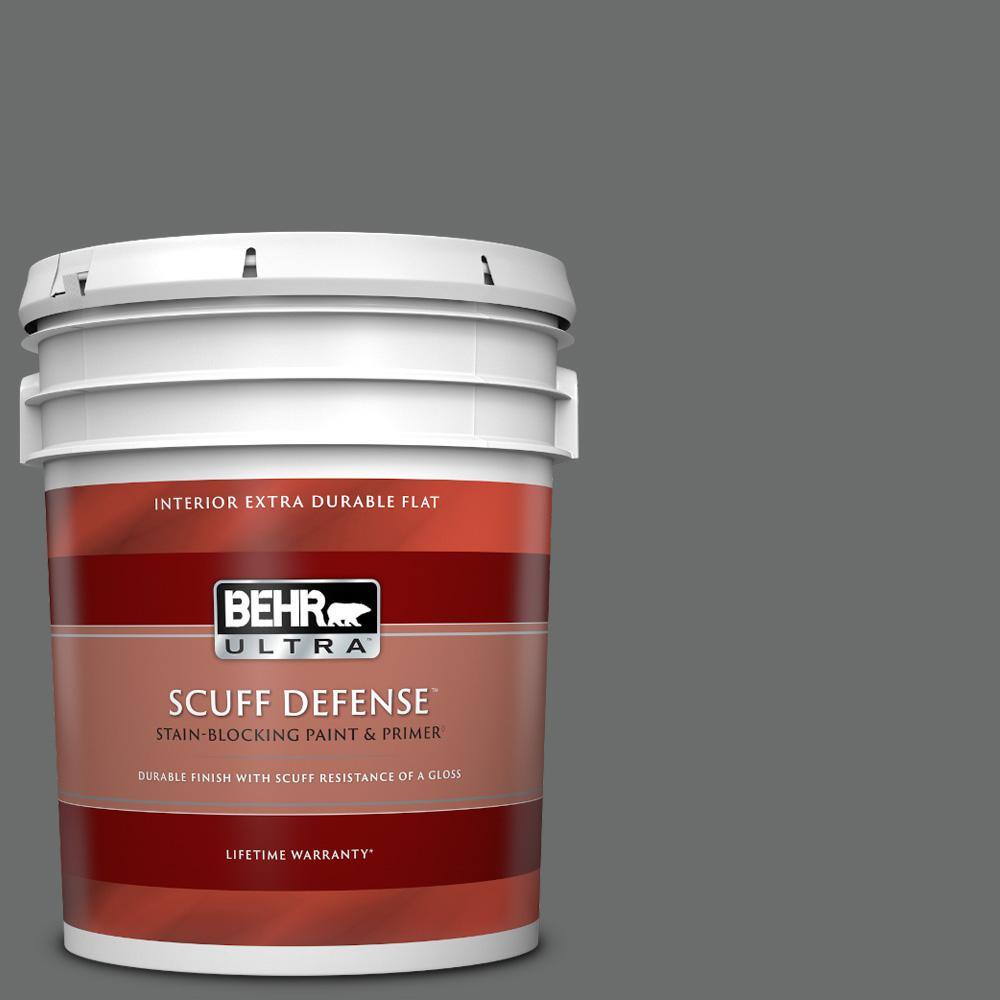 BEHR ULTRA 5 gal. #770F-5 Dark Ash Extra Durable Flat Interior Paint ...