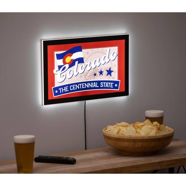 Evergreen 18 in. x 11 in. Colorado State Flag Plug-in LED Lighted Sign ...