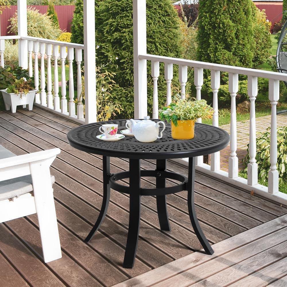 Crestlive Products 24 in. Antique Brown Round Cast Aluminum Outdoor ...