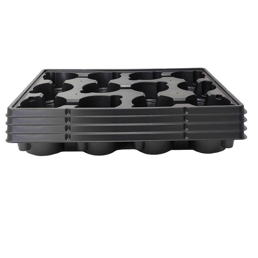 Oyezvary 4 in. Black Nursery Cell Round Plastic Pot Trays Durable ...