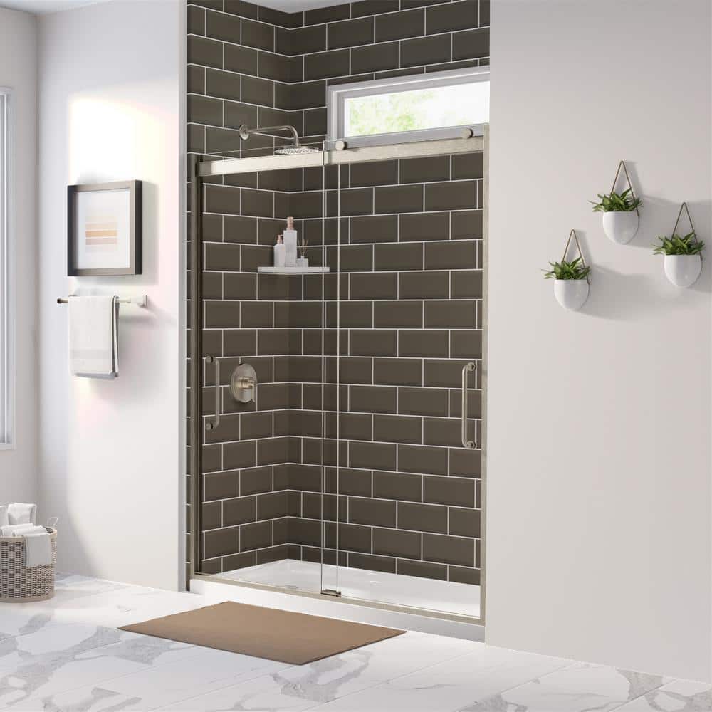 Basco Arelo 56 In To 60 In W Semi Frameless Sliding Shower Door