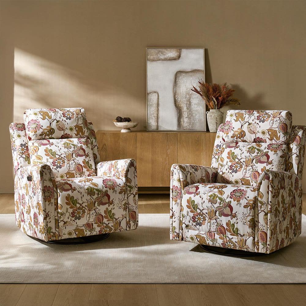 JAYDEN CREATION Arnold Flower Powered Polyester Full Motion Recliner ...
