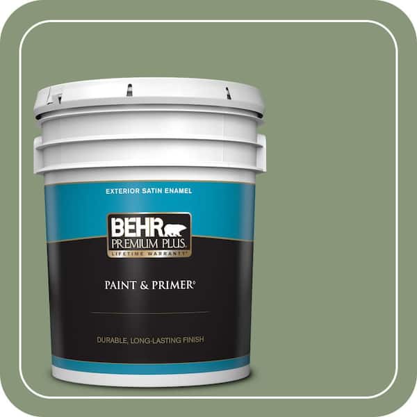 BEHR PREMIUM PLUS 5 gal. #S390-5 Laurel Tree Satin Enamel Exterior ...