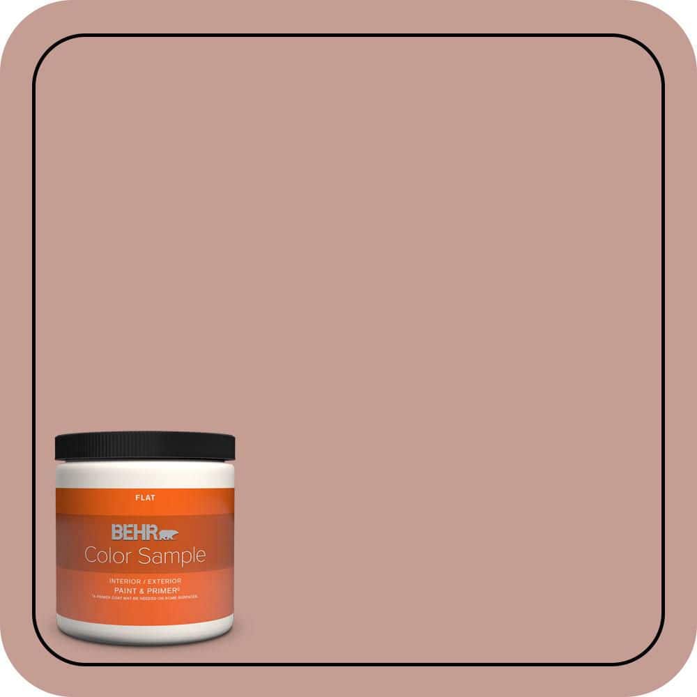 BEHR PREMIUM PLUS 8 oz. #S170-4 Retro Pink Flat Interior/Exterior Paint ...