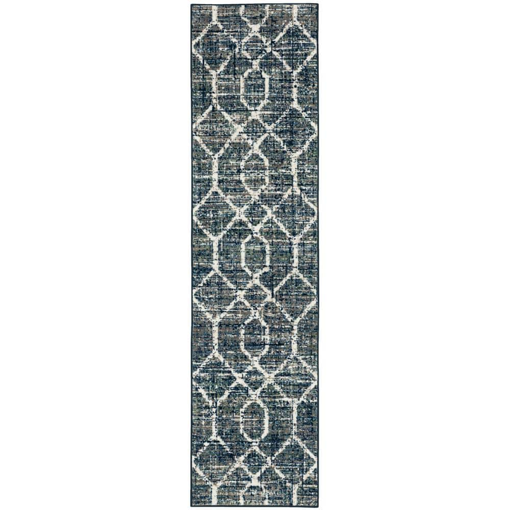 SCOTT LIVING Leland Cool 2 ft. x 8 ft. Geometric Runner Rug 106578 ...