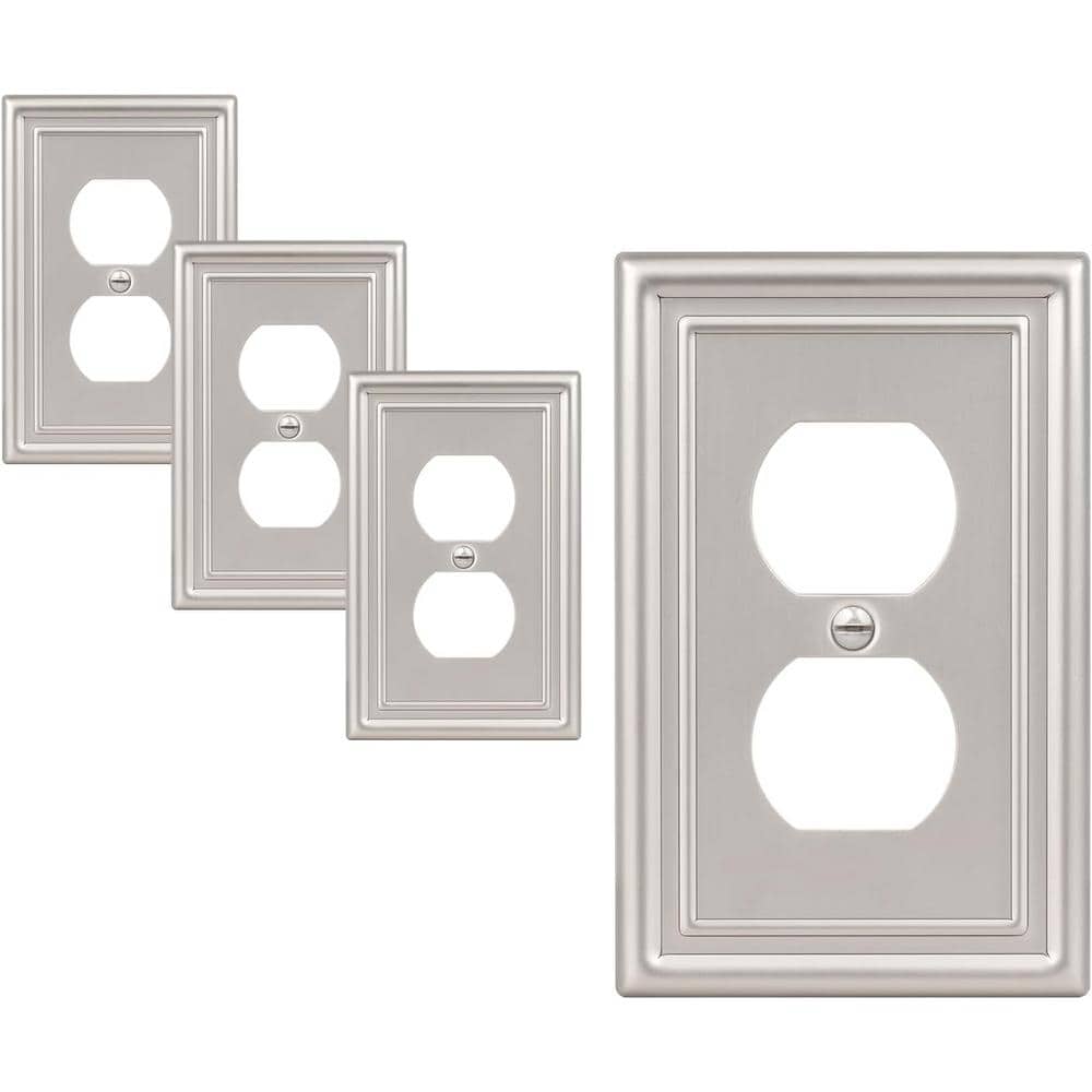 DEWENWILS 1-Gang Brushed Nickel Duplex Outlet Metal Wall Plates (4-Pack ...