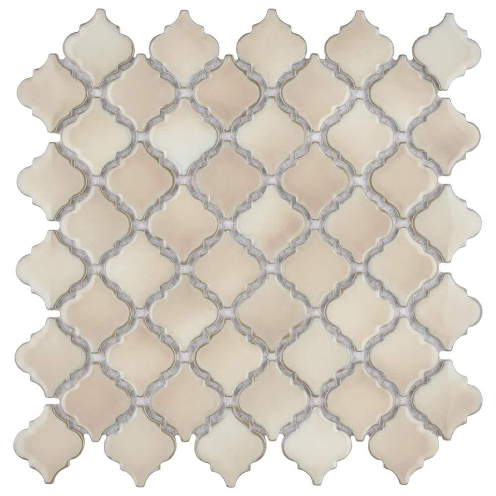 Merola Tile Hudson Tangier Truffle 6 in. x 6 in. Porcelain Mosaic Take ...