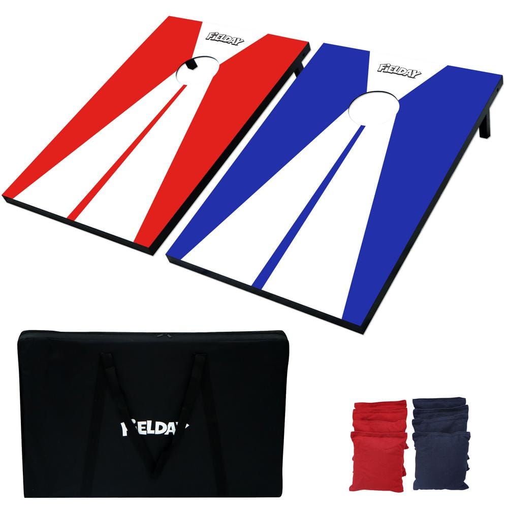 JOYIN Wooden Red and Blue Cornhole Set, Includes 3'x2' Game Boards and ...