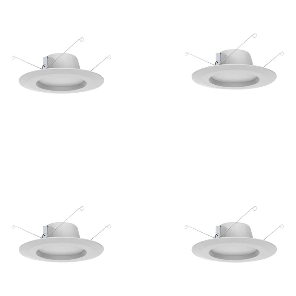 Commercial Electric 5 in. and 6 in. White Integrated LED Recessed Trim ...