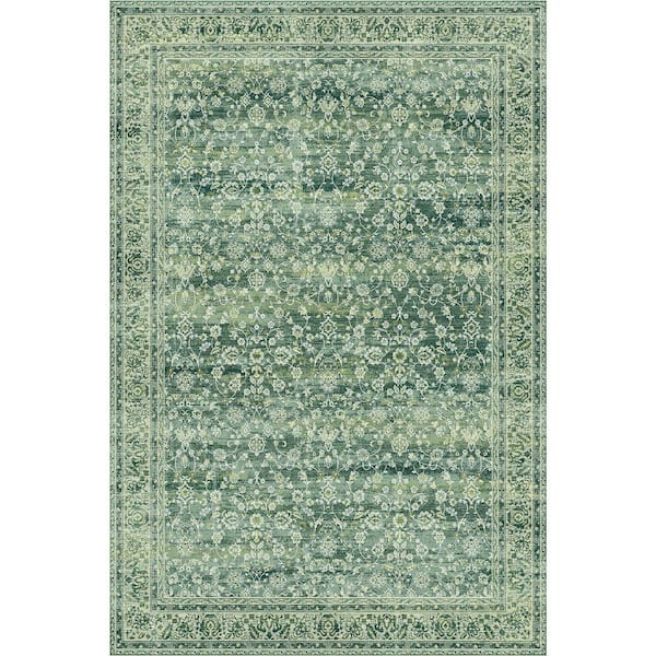 HaiiMeid Secret Garden Green Vintage 9 ft. x 12 ft. Distressed All Over ...