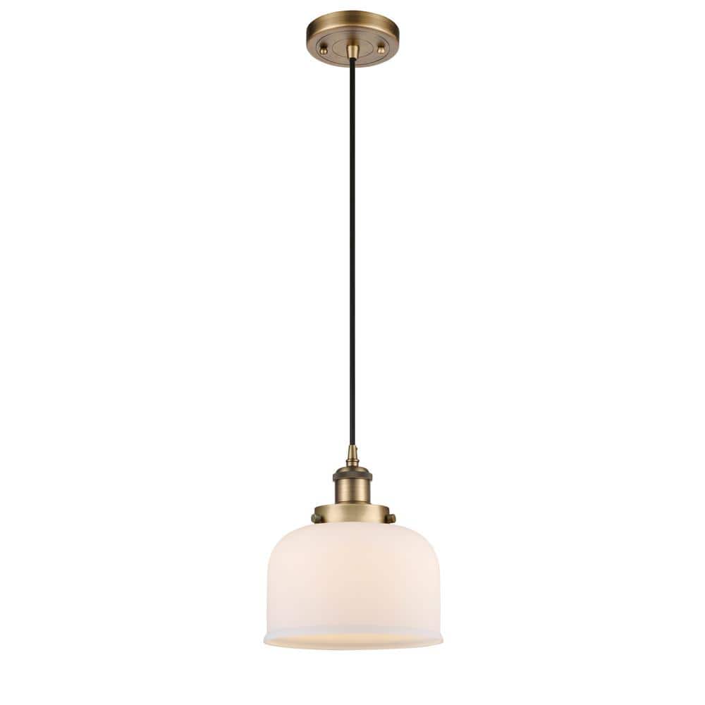 Innovations Bell 1-Light Brushed Brass Bowl Pendant Light with Matte ...