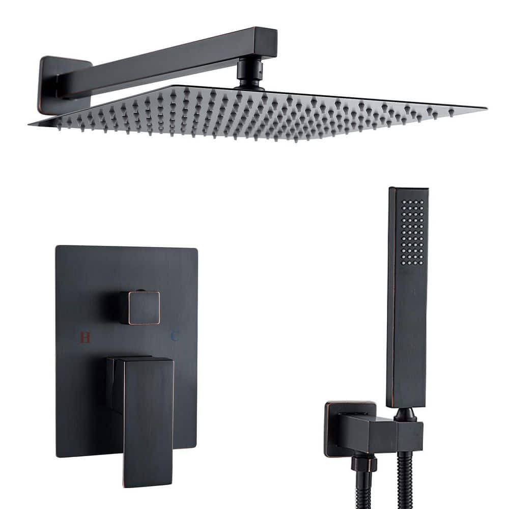 BYH build your home Rainfall 1-Spray Square 12 in. Modern Shower System ...