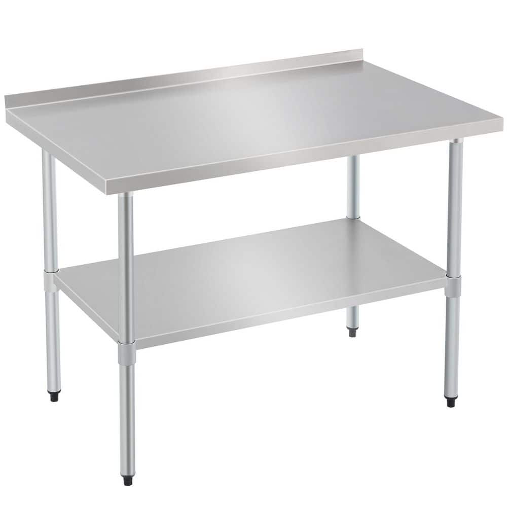FAMYYT Stainless Steel 48 in. Kitchen Prep Table with Adjustable ...