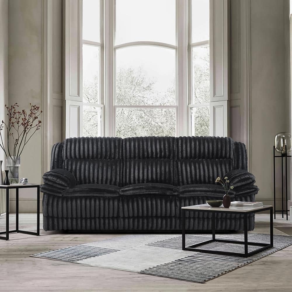 Lazzara Dyersburg 95 in. W Pillow Top Arm Corduroy Rectangle 3-Piece Manual Double Reclining ...