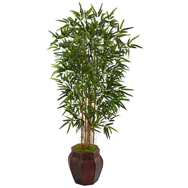 Nearly Natural Indoor Bamboo Artificial Tree in Weave Design Planter 5825
