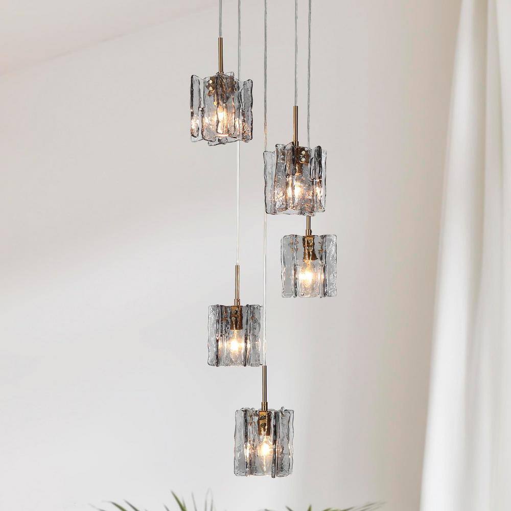 Reviews for LNC Echonalyri Modern 5-Light Matte Black and Plating Brass ...