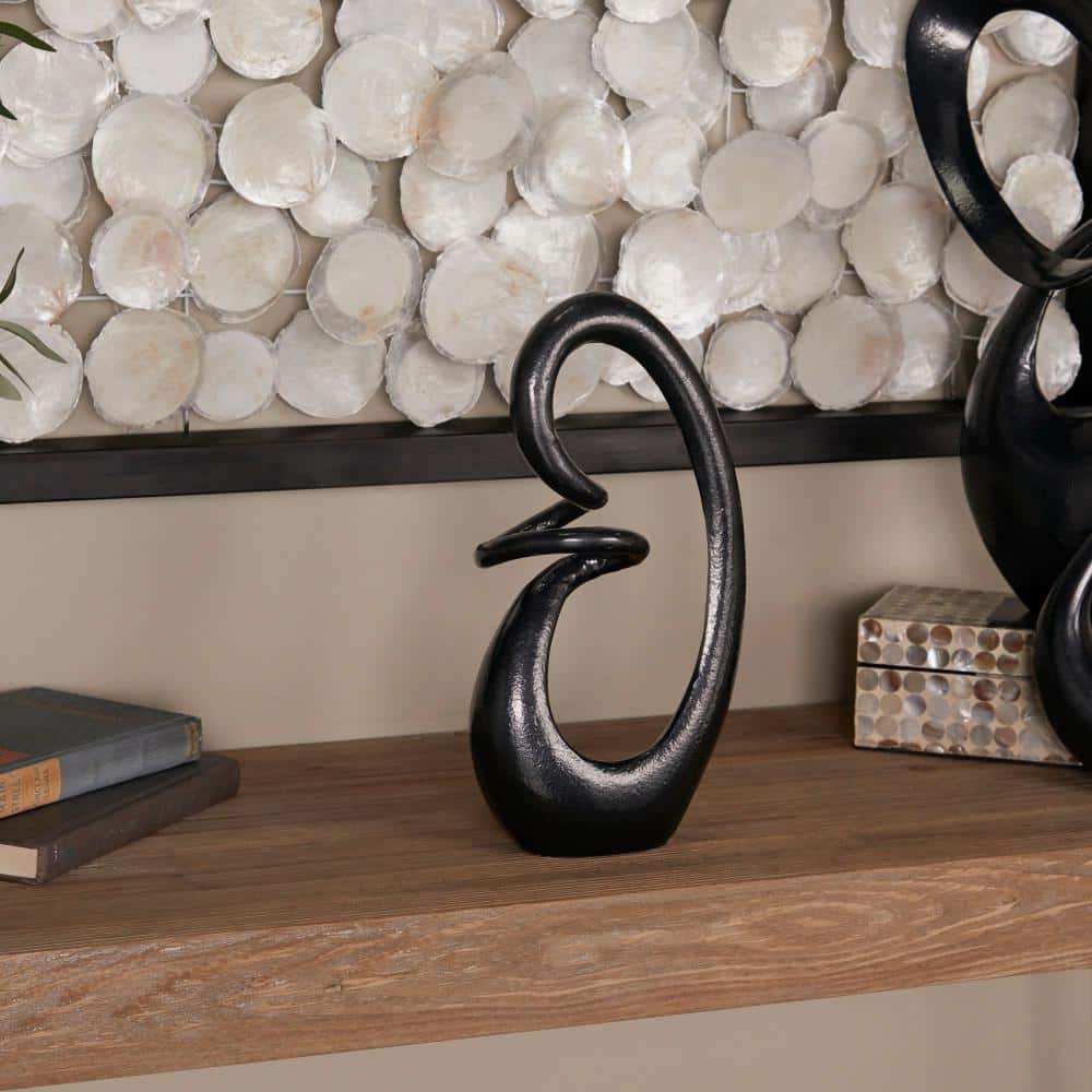 Litton Lane 4 in. x 13 in. Dark Gray Aluminum Swirl Abstract Sculpture ...