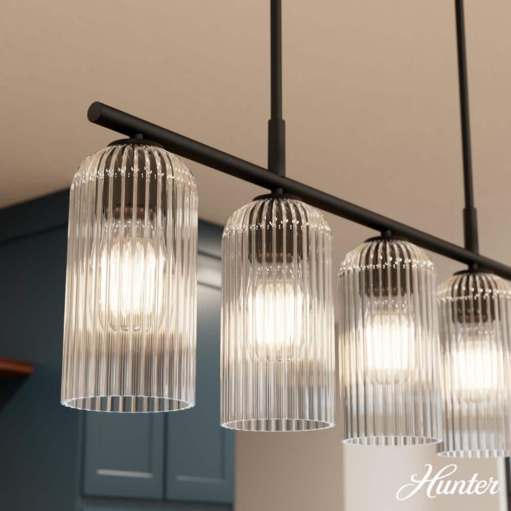 Hunter Beverly Glen 5-Light Matte Black Shaded Linear Chandelier for ...
