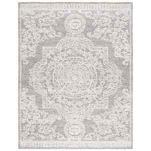 SAFAVIEH Abstract Ivory/Blue 8 ft. x 10 ft. Modern Aztec Medallion Area ...