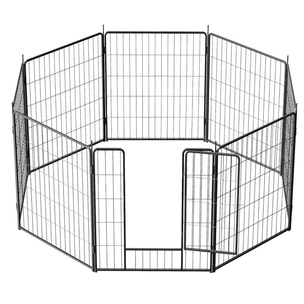 Amucolo 31.5 in. 8 Panels Heavy-Duty Anti-Rust Metal Dog Kennel, Pet ...