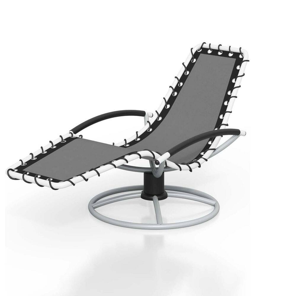 homfan Patio Chaise Lounge, 360° Rotating Basic, Metal Frame, Tanning ...