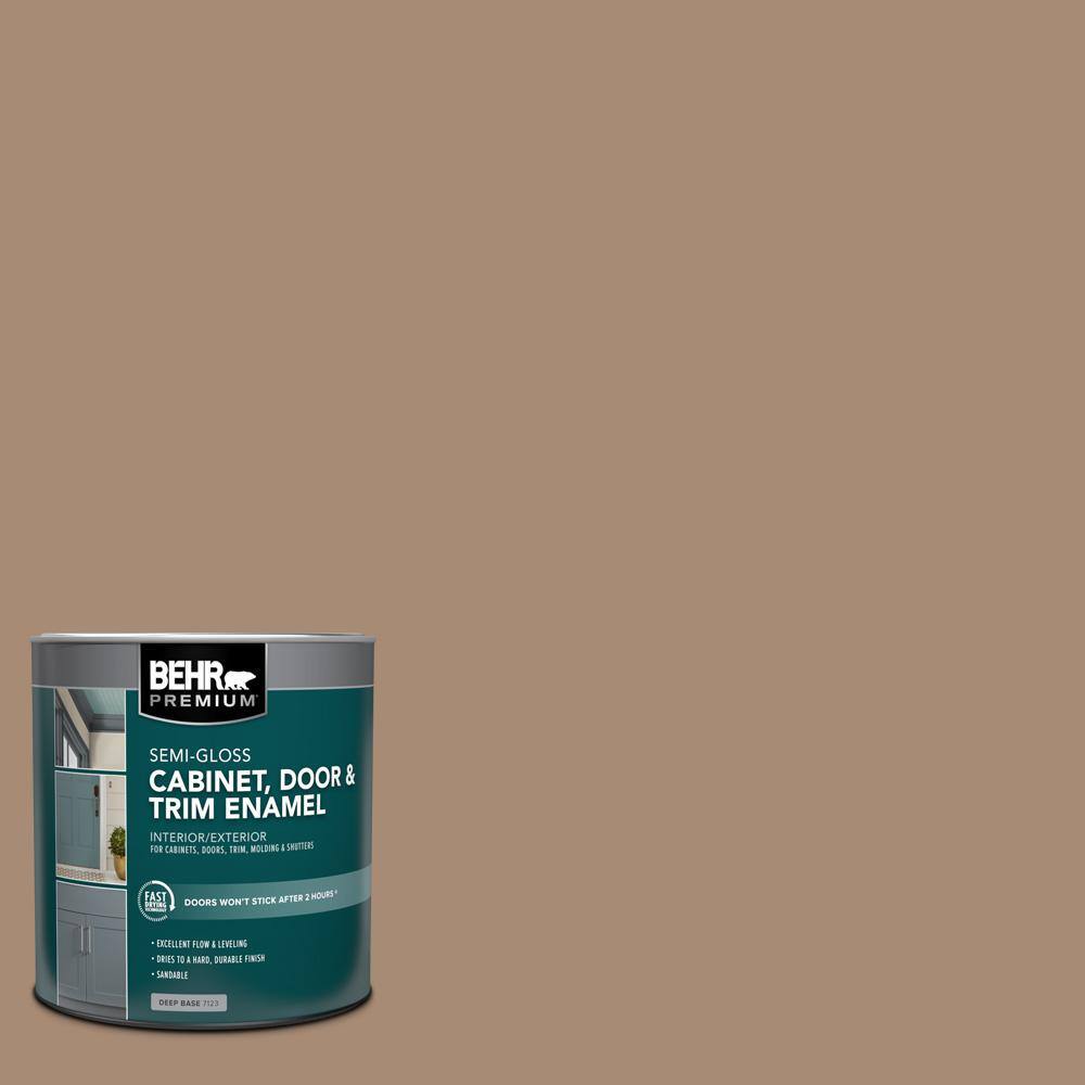 BEHR PREMIUM 1 qt. #N240-5 Rodeo Tan Semi-Gloss Enamel Interior ...