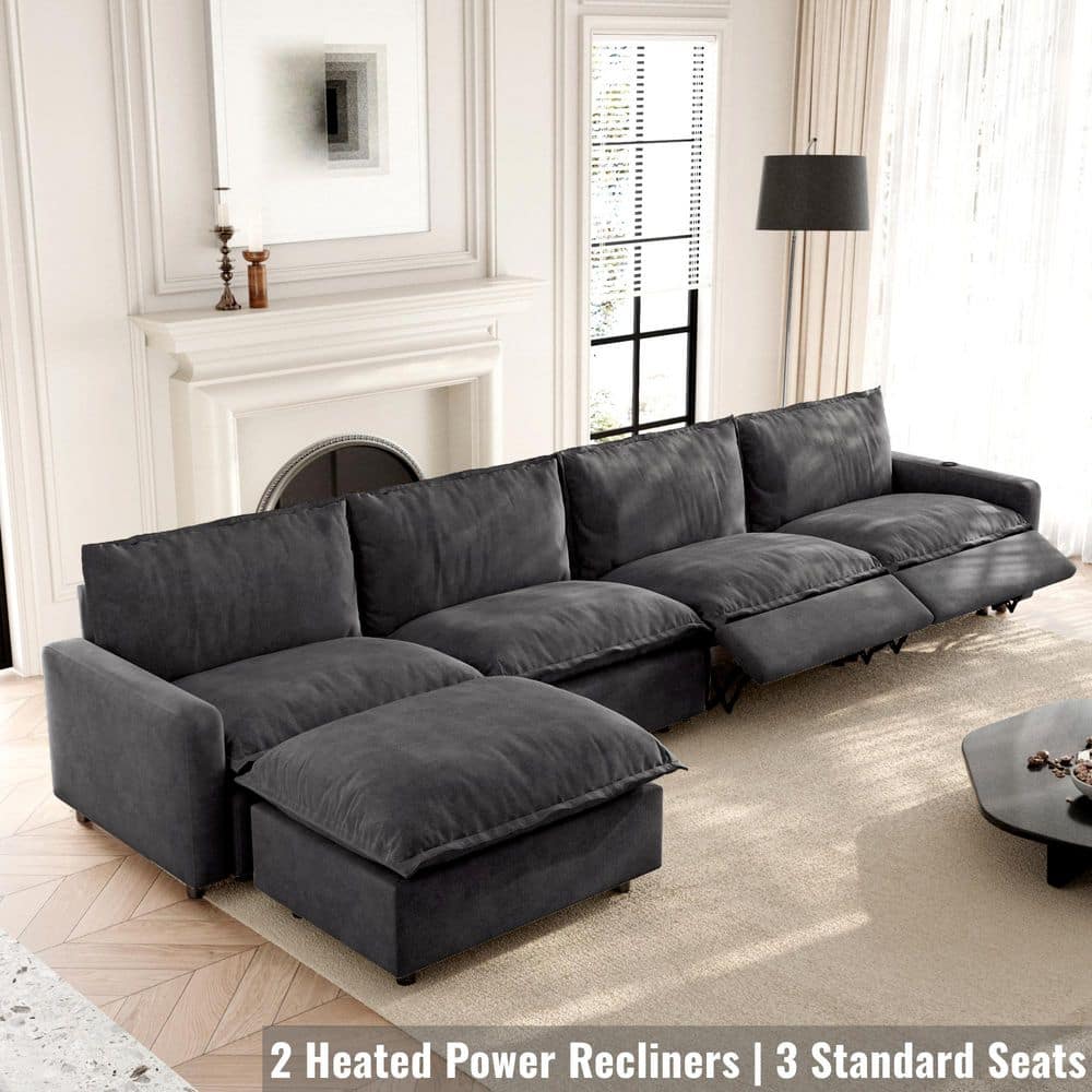 Magic Home 149 in. Electric Modular Reclining Sectional Sofa, Square ...