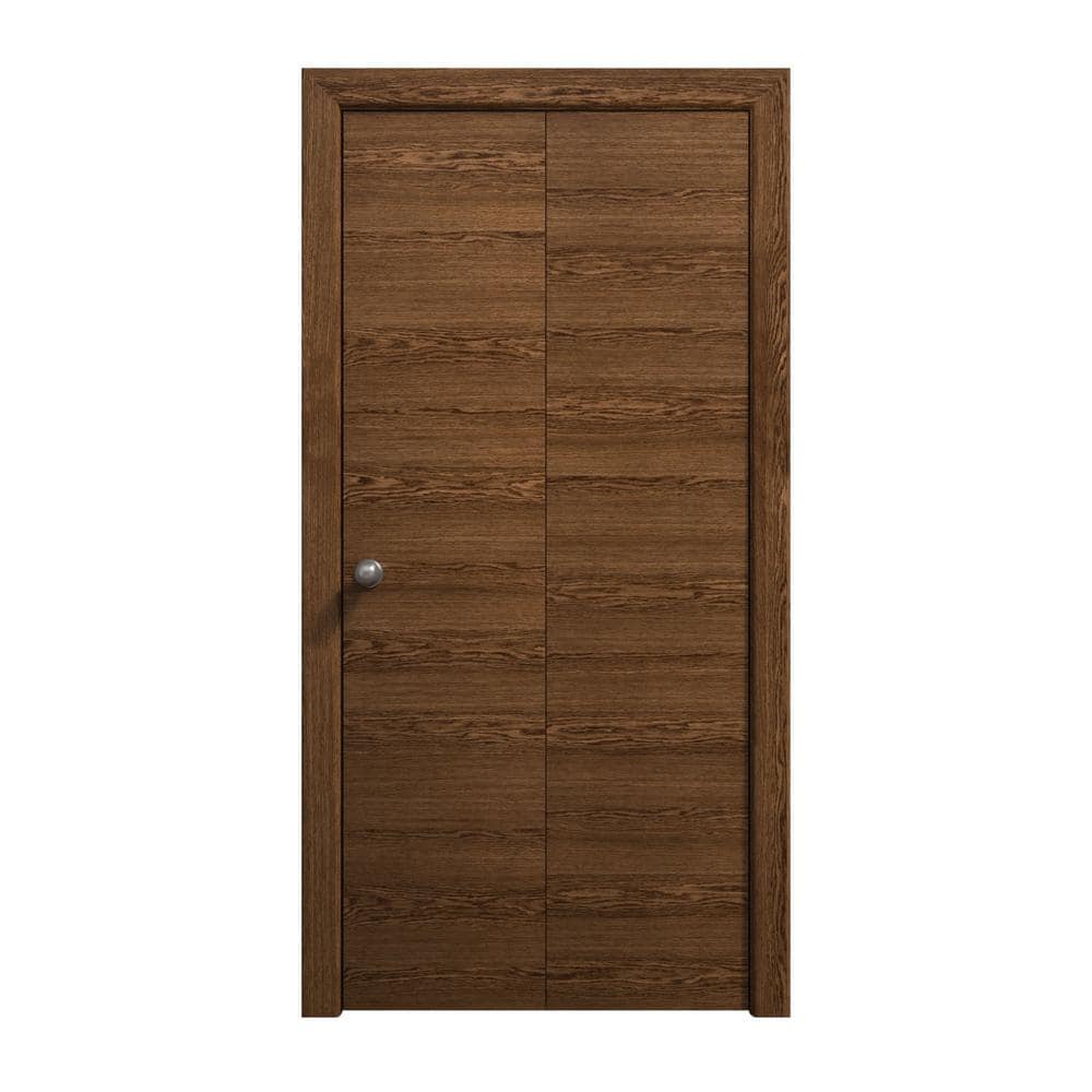 Sartodoors 60 in. x 80 in. Cognac Oak Solid Wood Bi-Fold Doors with ...