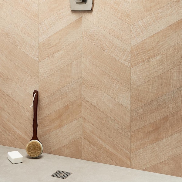 Ivy Hill Tile Montgomery Chevron Maple 24 in. x 48 in. Matte Porcelain ...