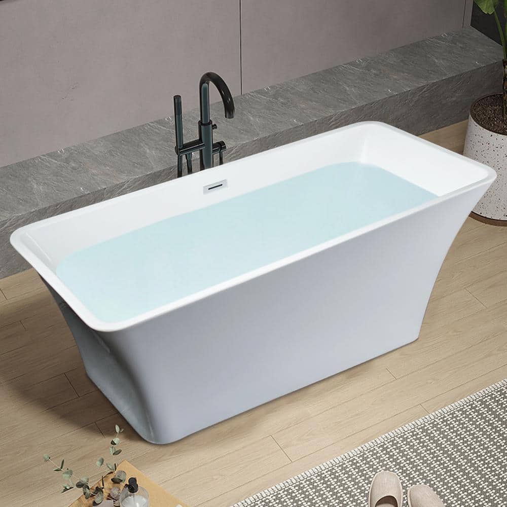 Satico 63 in. Special Rectangle Acrylic Freestanding Soaking SPA Tub ...