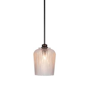 Orleans 60-Watt 1-Light Matte Black Shaded Mini Pendant Light with ...